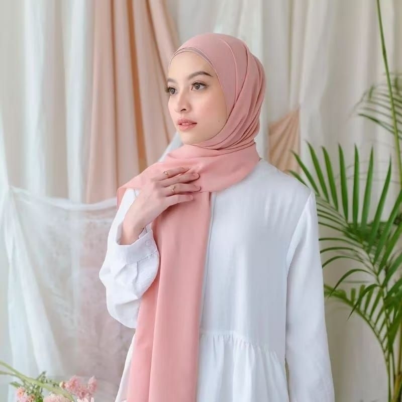Jual Pashmina Basic Shawl | Pashmina Ceruty Babydoll Premium | Khadeejah Hijab | Shopee Indonesia