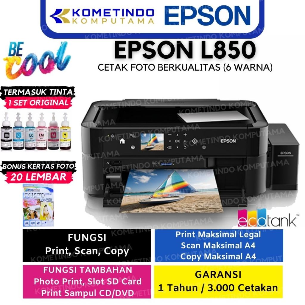 Jual Epson L850 Photo All-in-One Ink Tank Printer / Ink Tank / Print ...