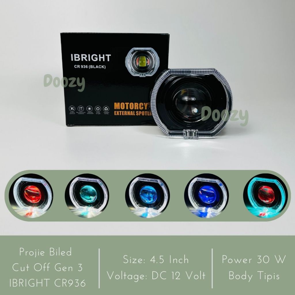Jual IBRIGHT CR936 Projie Biled Cut Off Gen 3 Body Black Silver 4.5 Inch Cahaya Putih Kuning ...