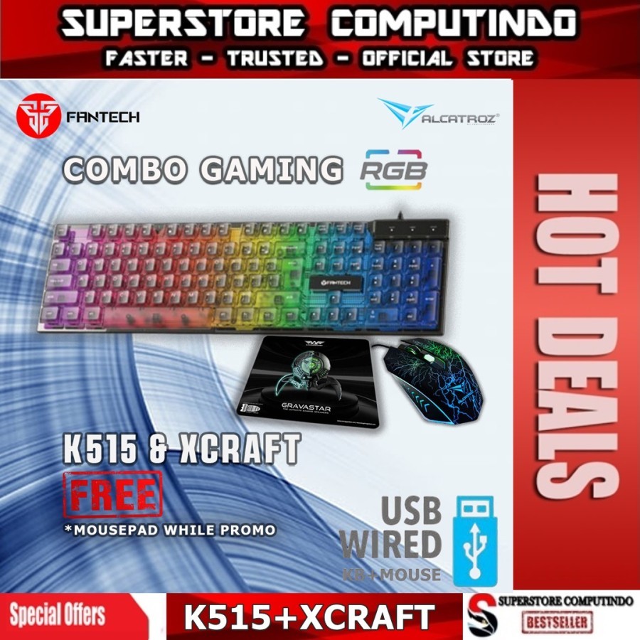 Jual Fantech Shikari K515|K-515 Transparent Keycaps Membran Gaming Keyboard Combo Alcatroz ...
