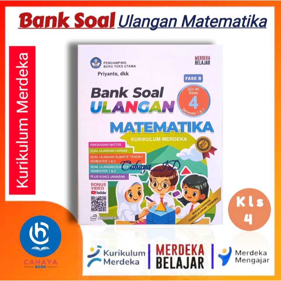 Jual Buku Bank Soal Matematika Kelas 4 SD/MI Kurikulum Merdeka ( Sesuai CP Terbaru 2024 ...