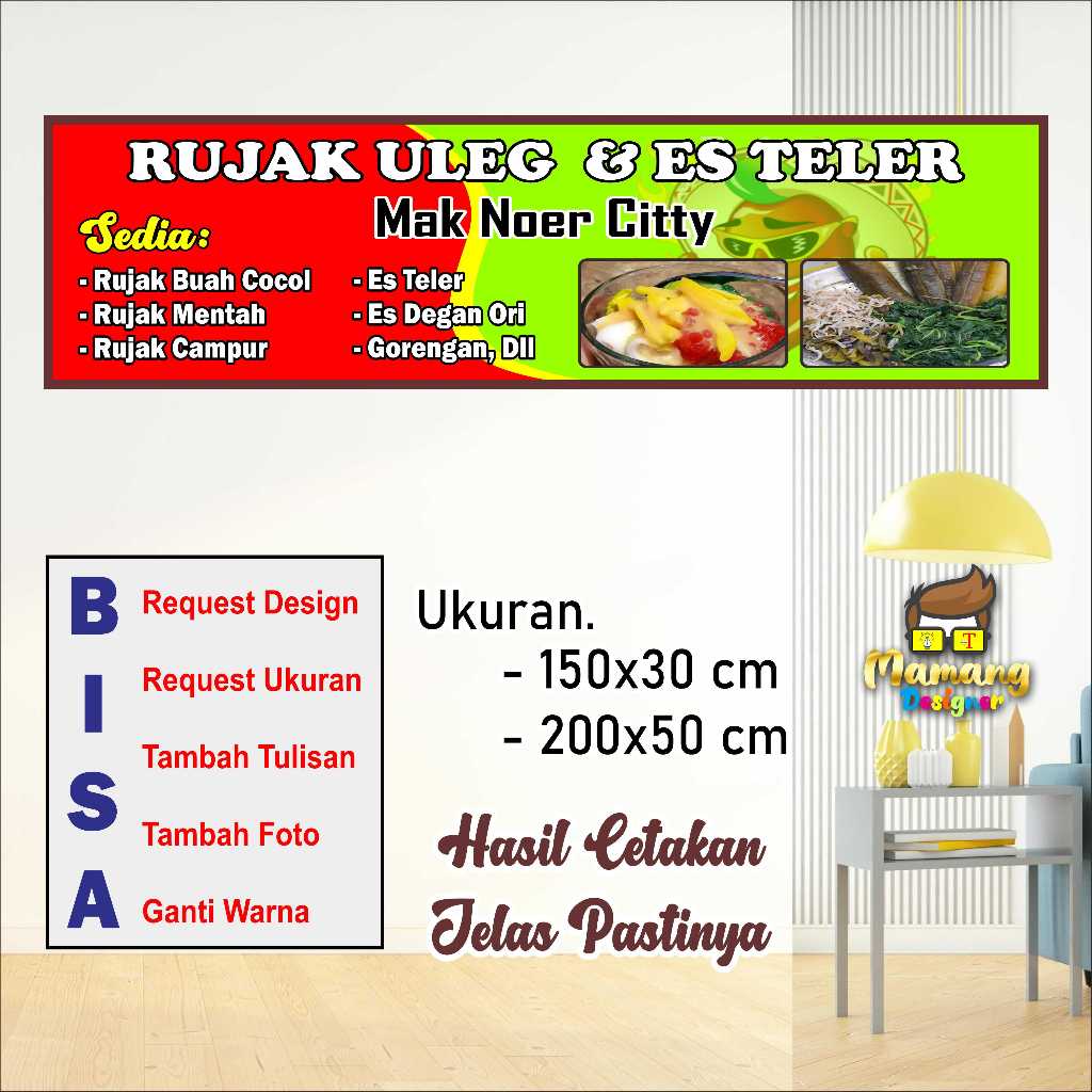 Jual Banner Spanduk Custom Jualan Rujak Uleg dan Es Teler Bagus bb ...