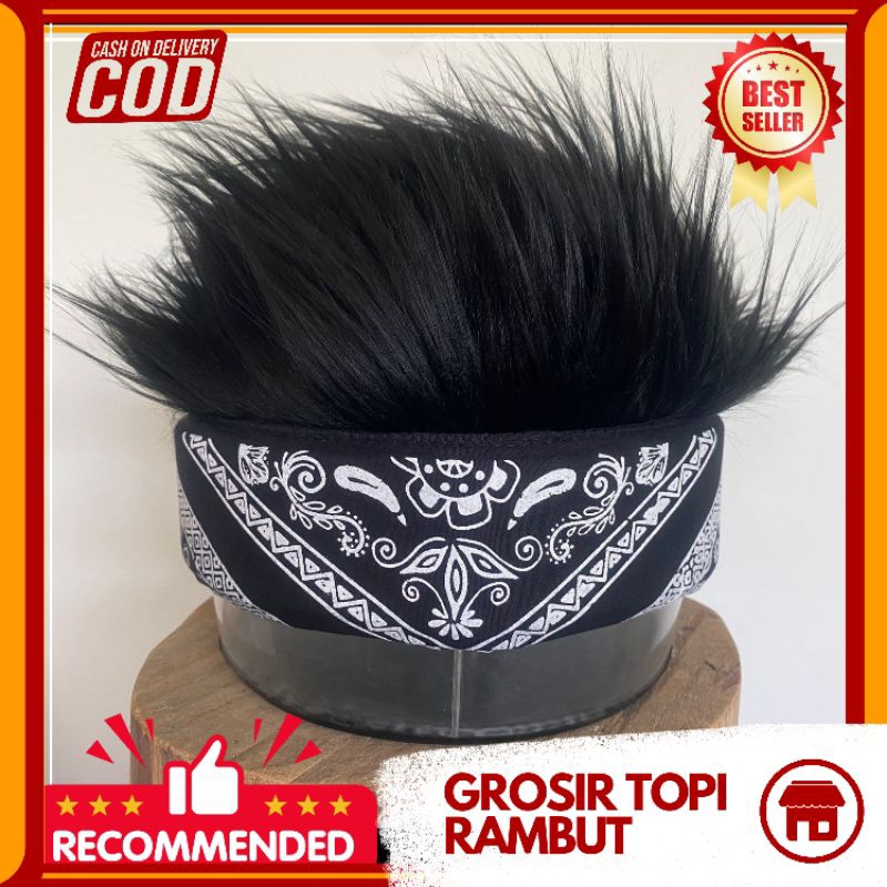 Jual topi rambut palsu motif paisley, topi rambut palsu premium, topi ...
