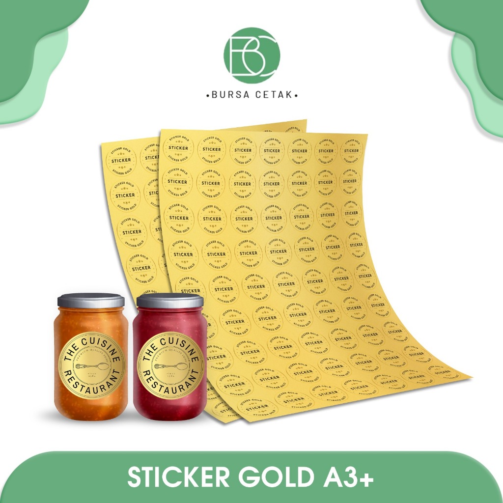 Jual BURSA CETAK - Print Sticker Label Gold A3+ / Cetak Stiker Emas ...