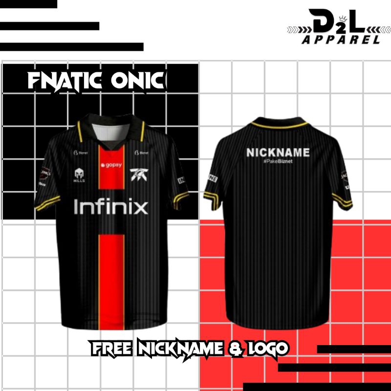 Jual Jersey E-Sport Fnatic Onic Black S14 Full Printing Free Nickname ...