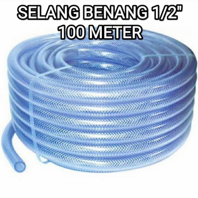 Jual Selang Air Bening Serat Benang 1/2 " Inch 100 M Meter Taman Kebun | Shopee Indonesia