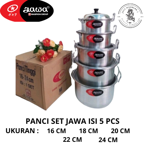 Jual Panci Set Jawa Alumunium isi 5pcs Ukuran 16 18 20 22 24 CM / Panci ...