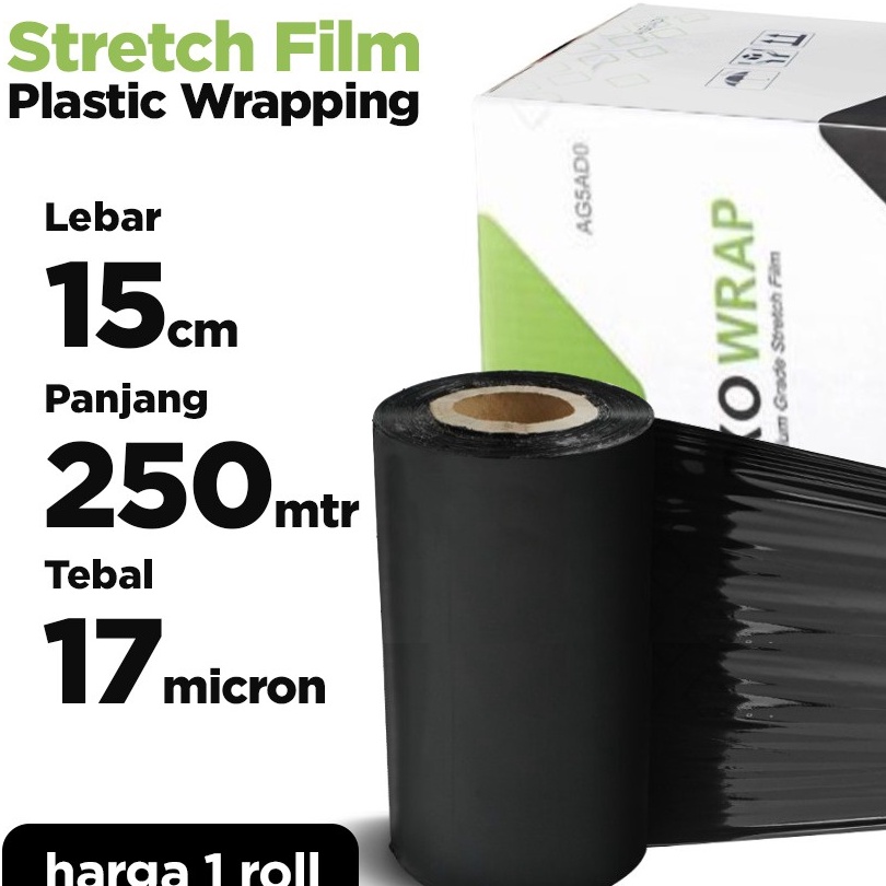 Jual Stretch Plastik Wrapg Delkowrap ack Hitam 17um x 15cm x 25m Plastic Wrap Bungkus Wrag ...