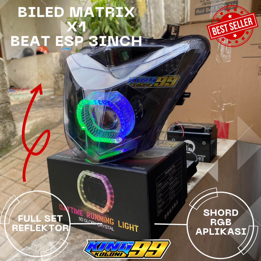 Jual LAMPU BILED BEAT ESP STREET MATRIX 3 INCH FULL SET RING RGB ...