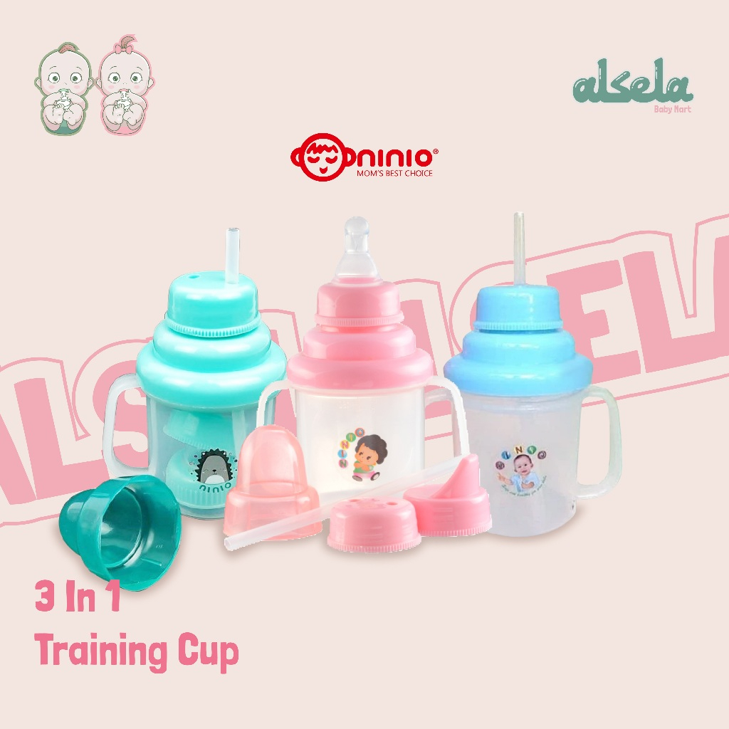 Jual Ninio 3 in 1 Training Cup F-338 Original Botol Tempat Minum Bayi ...