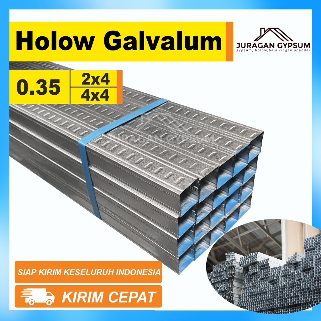 Jual Holow Galvalum 0.35 4x4 2x4 / hollow Gypsum 0.35mm / holo Plafon 0,35 mm / 0,35 - 0,4 ...