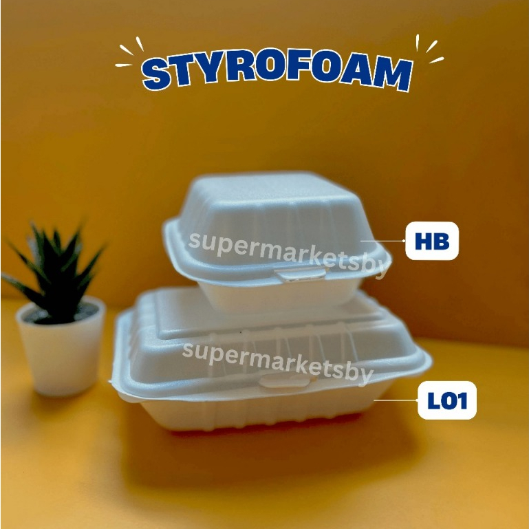 Jual Sterofoam Gabus Makanan / Lunch Box Foam Gabus Putih / Styrofoam ...