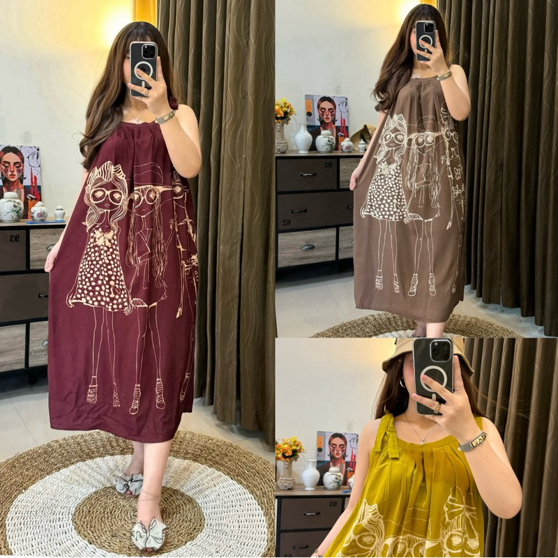 Jual Daster Dress Yukensi Tali Bahan Rayon QUEEN - Luvema | Shopee ...