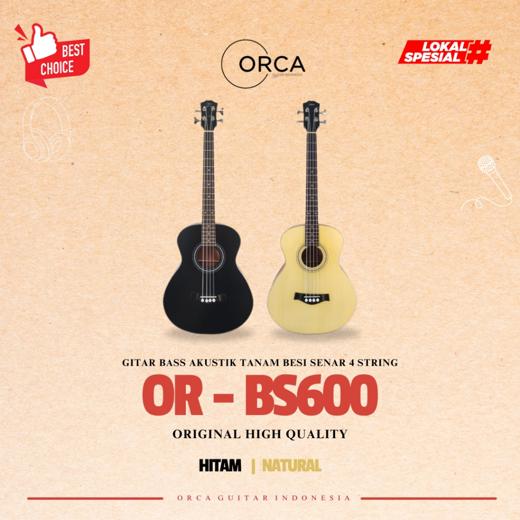 Jual ORCA Gitar Bass Akustik Tanam Besi OR - BS600 Senar 4 String Guitar | Shopee Indonesia