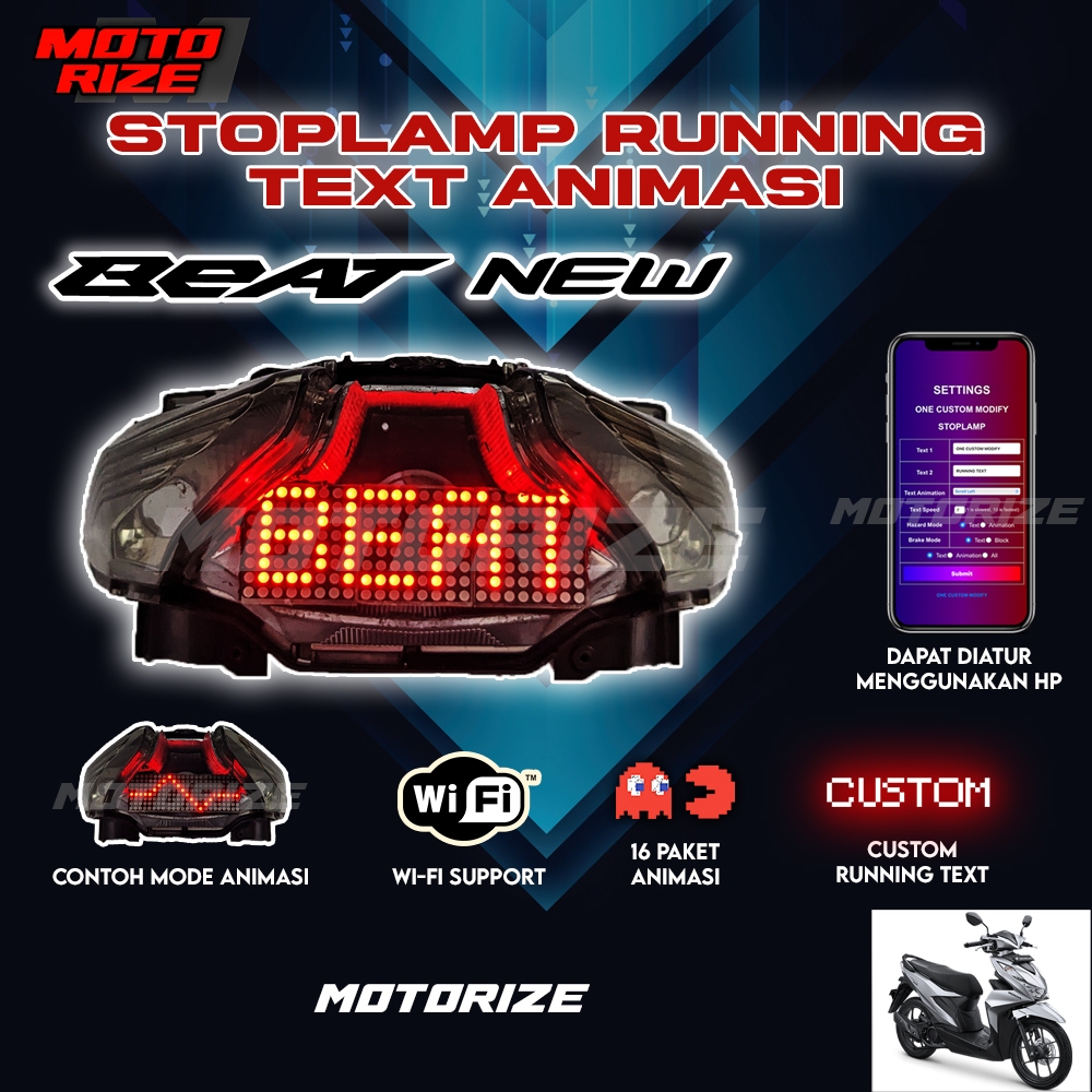 Jual Stoplamp Running Text Animasi Beat New Deluxe Lampu LED Rem ...