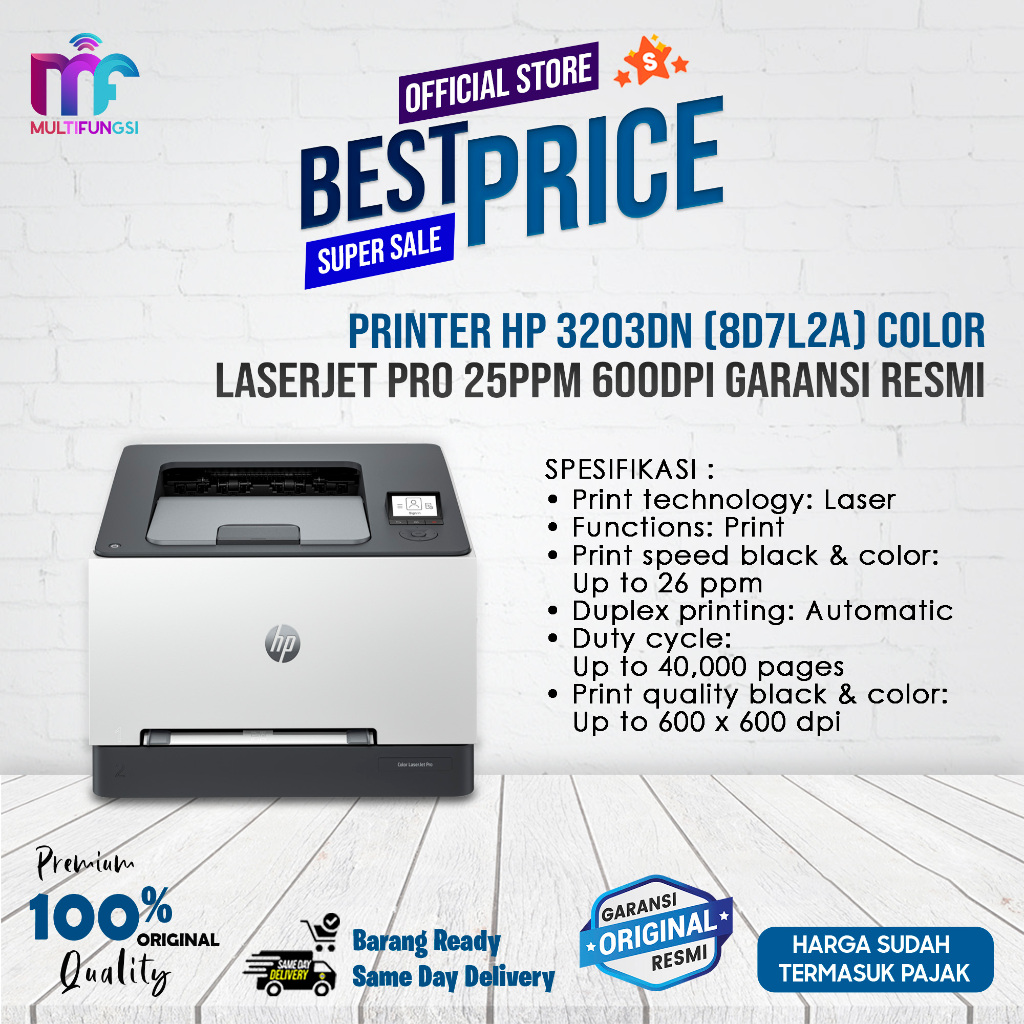 Jual Printer HP 3203dn (8D7L2A) Color LaserJet Pro 25ppm 600dpi Garansi ...