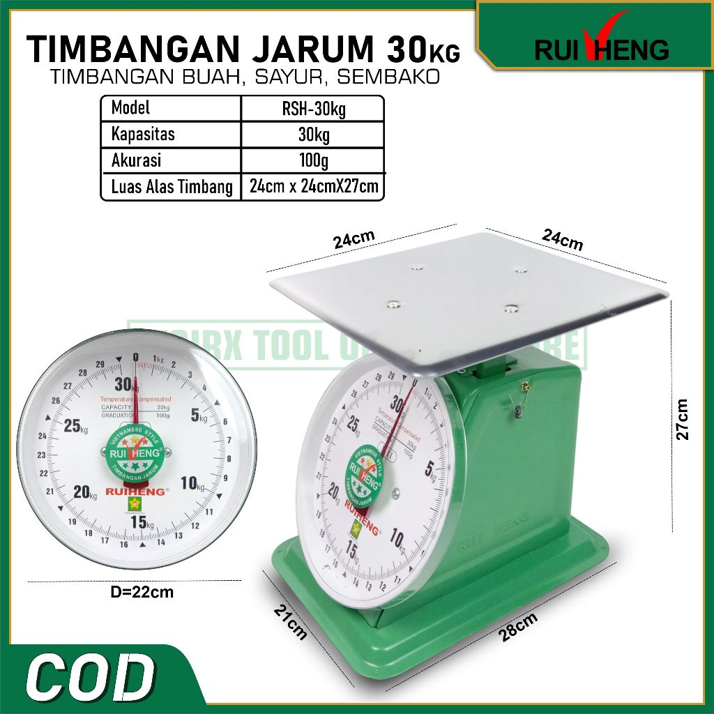 Jual RUIHENG Timbangan Jarum 30kg 100g / Timbangan Meja Pasar Buah ...