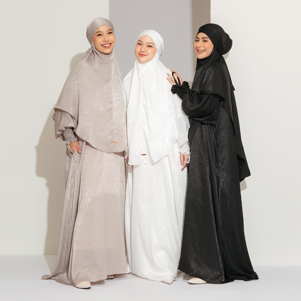 Jual Lozy Hijab - Hanida Abaya Set (Abaya Set Khimar Haji dan Umrah Bahan Santorini Silk Premium ...