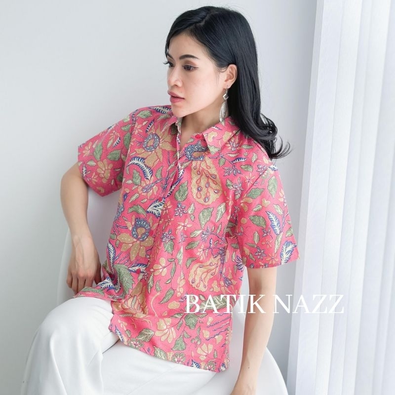 Jual Kemeja Batik Wanita Blouse Batik Modern Batik Bunga - Gendhis Top | Shopee Indonesia