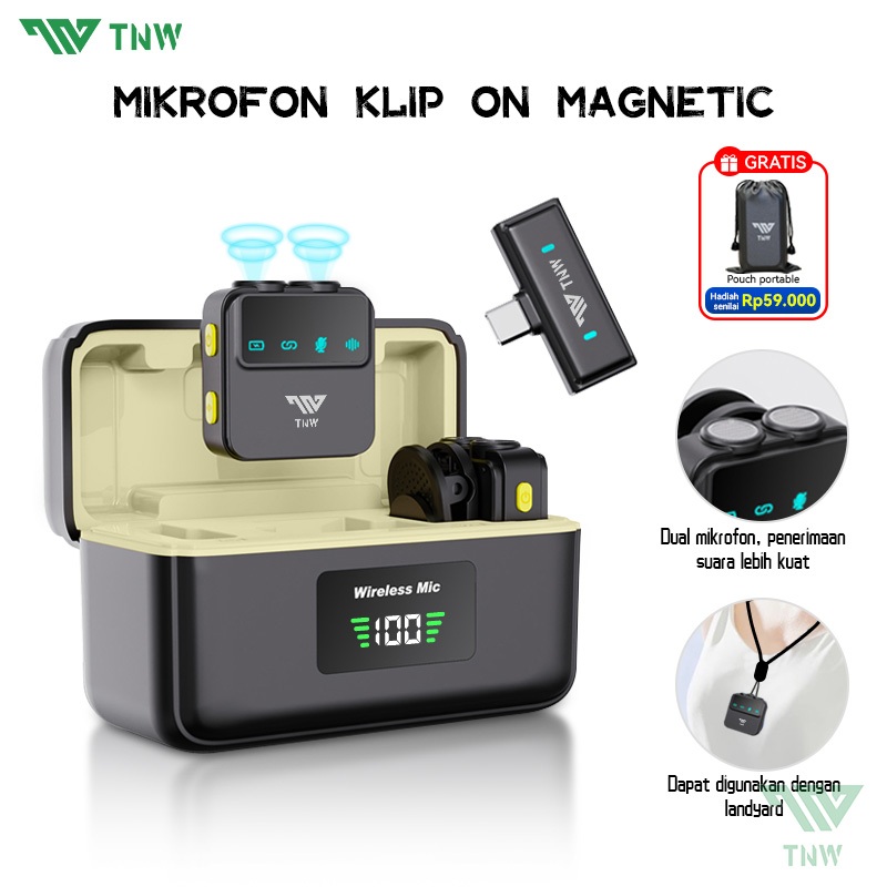 Jual TNW A35 Wireless Microphone Clip On Mic Magnetic Mikrofon Nirkabel ...