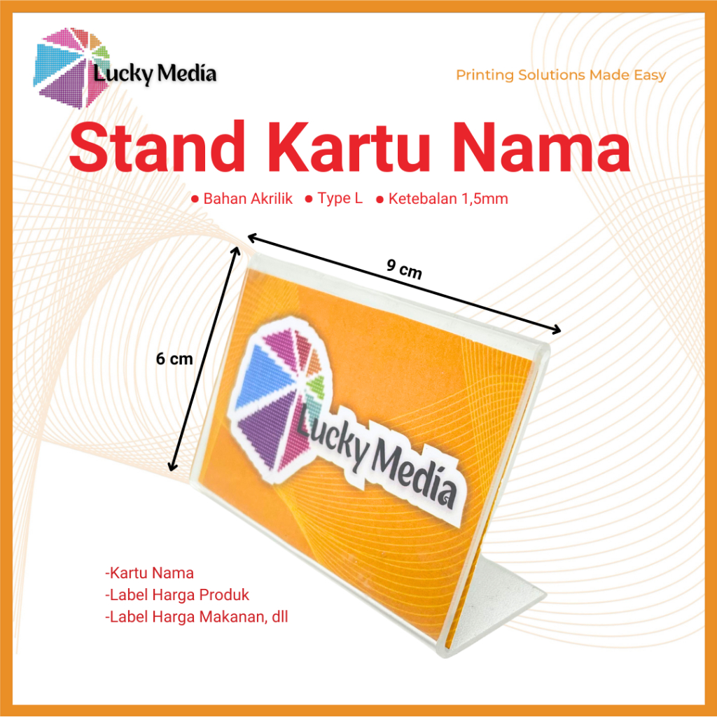 Jual Akrilik Stand Kartu Nama Tipe L 6x9cm Price Tag Acrylic Label ...