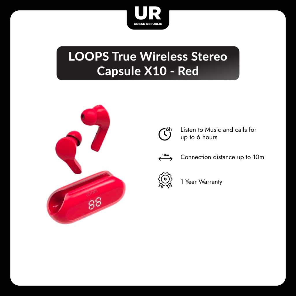 Jual LOOPS True Wireless Stereo Capsule X10 - Red | Shopee Indonesia