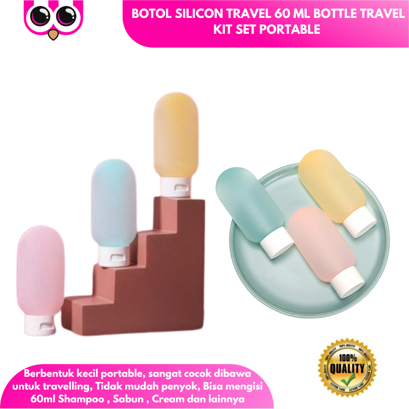 Jual BOTOL SILICON TRAVEL 60 ML BOTTLE TRAVEL KIT SET PORTABLE BOTOL ...
