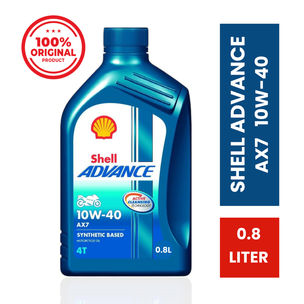 Jual OLIE OLI MESIN 4T SHELL ADVANCE AX7 SAE 10W-40 800ML SYNTHETIC JAMIN ORIGINAL | Shopee ...