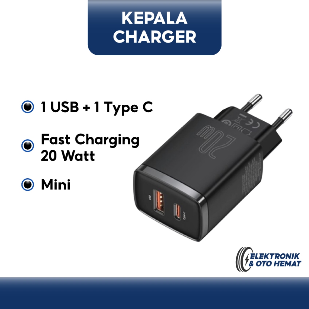 Jual BASEUS Kepala Charger Type-C USB 20W Quick Charge Multi Port ...