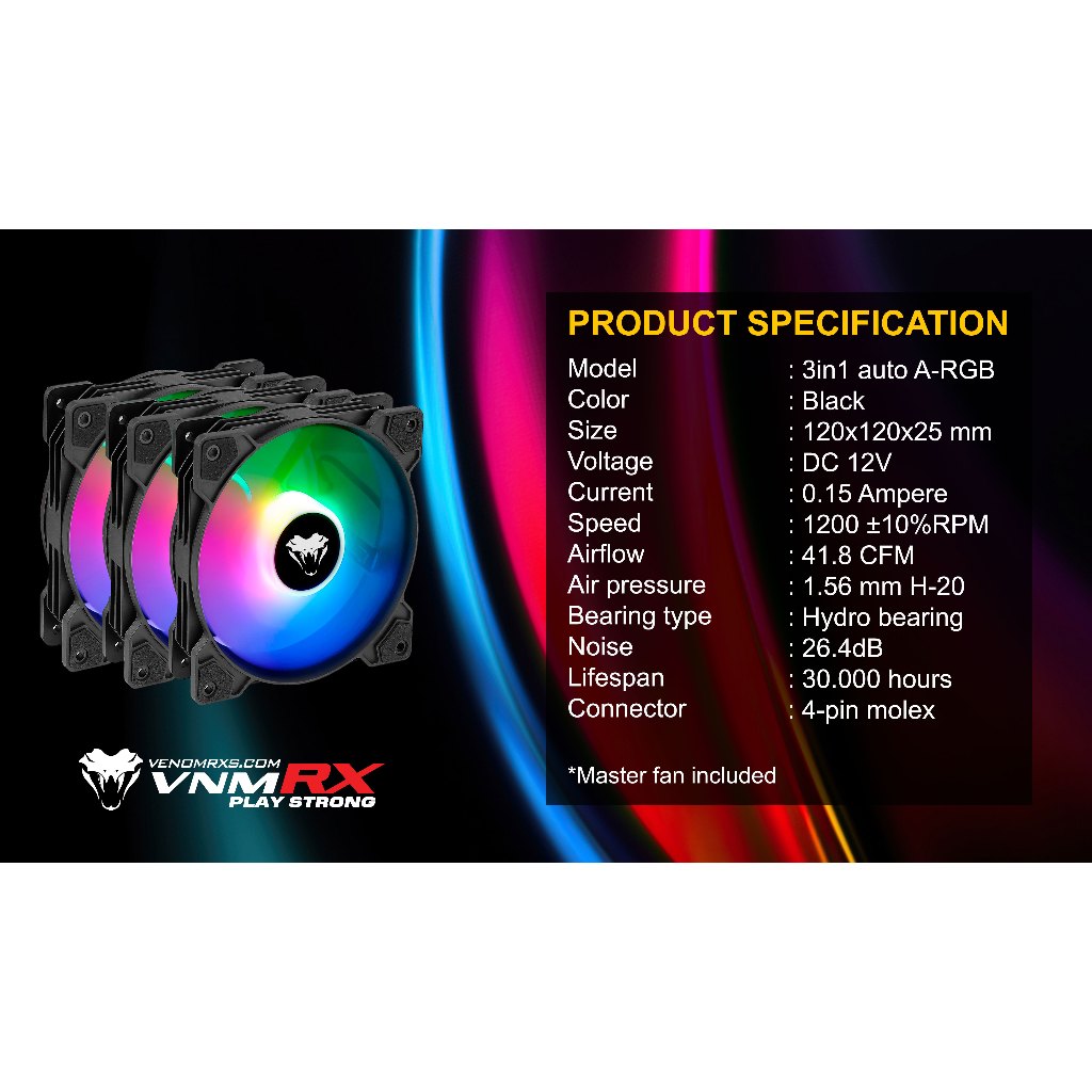Jual VenomRX Fan Casing Gaming 3 in 1 Auto A-RGB 12CM - Molex | Shopee ...