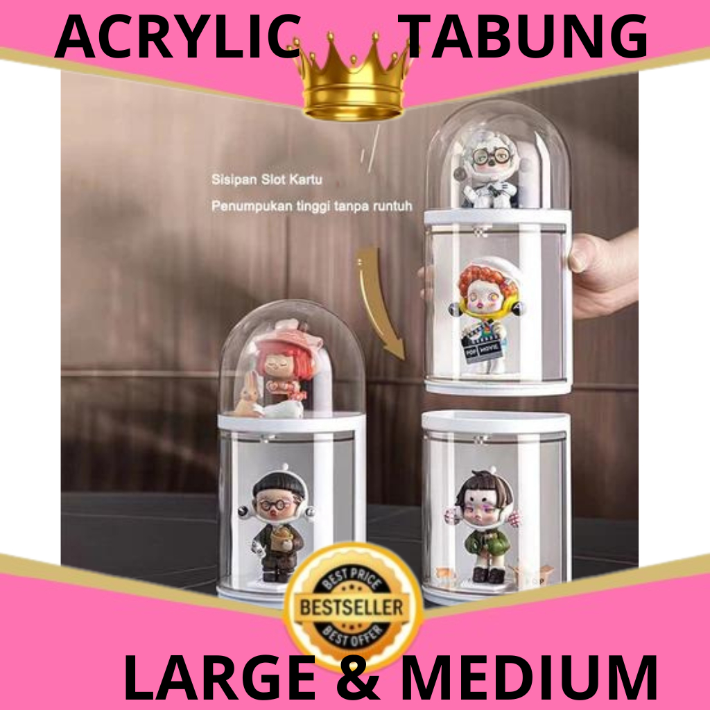 Jual TRANSPARANT ACRYLIC TABUNG STACKABLE 360° ROTATING DUSTPROOF ...