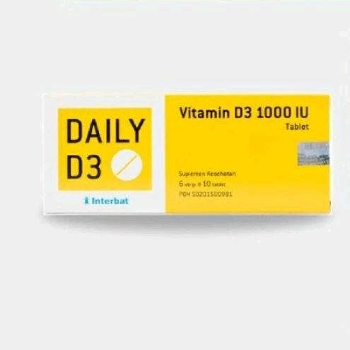 Jual (Ori 100% Interbat) Daily D3 1000 IU 1Box 6 strip @10tab | Shopee ...