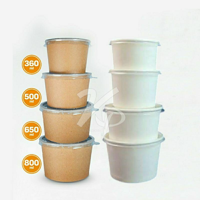 Jual Paper Bowl, Mangkok Kertas Bakso 360ML, 500ML, 650ML, 800ML ...