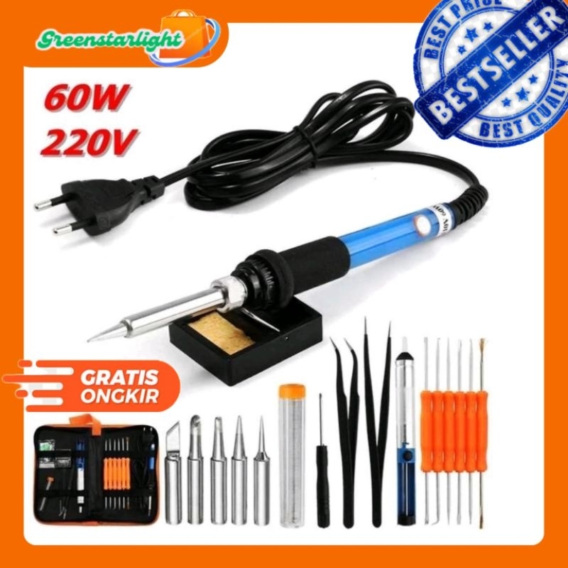 Jual Solder Listrik Set Lengkap Kit 7 in 1 Soldering Iron 60W 220V ...