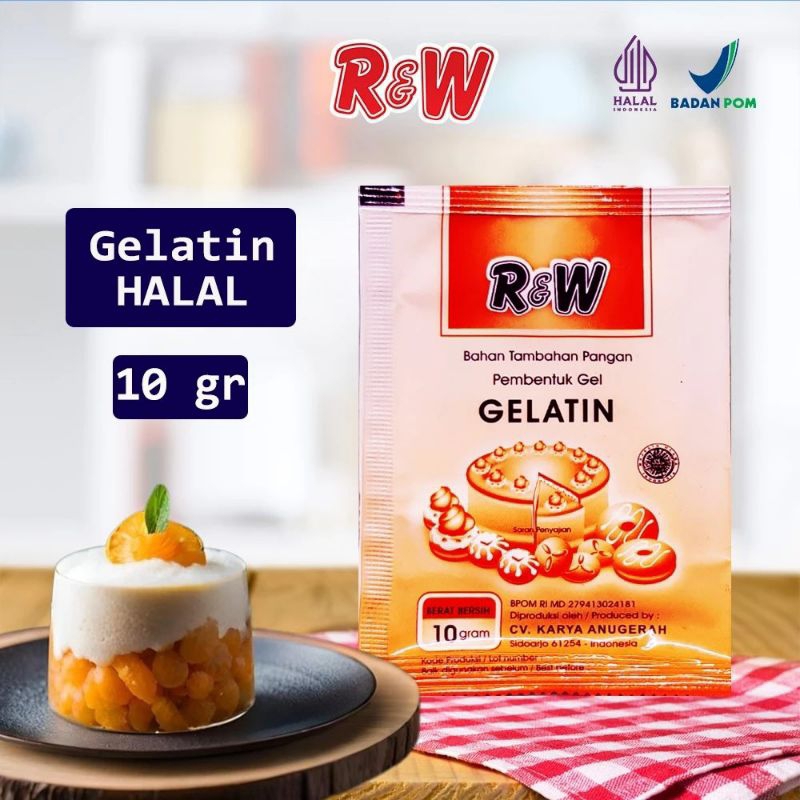 Jual Gelatin Bubuk Gelatin Powder Halal Bahan Kue Rajawali R&W 10gr ...
