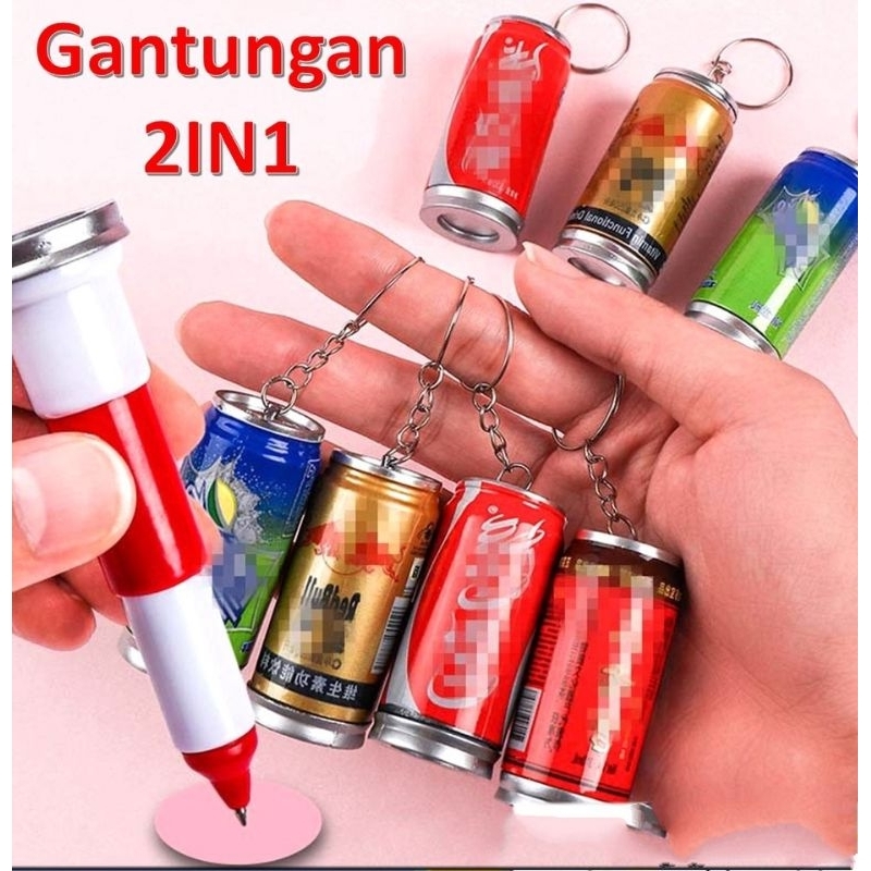 Jual Gantungan Kunci Minuman Kaleng 2 in 1 Pena Bentuk Minuman Pulpen ...
