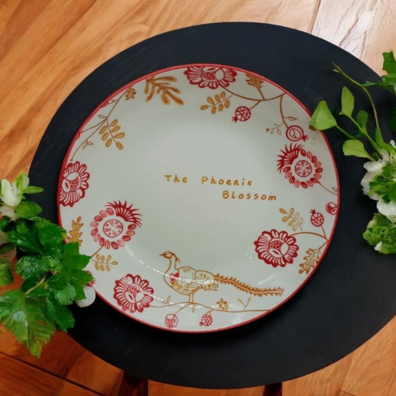 Jual Piring Keramik motif The phoenix blossom 20cm | Shopee Indonesia