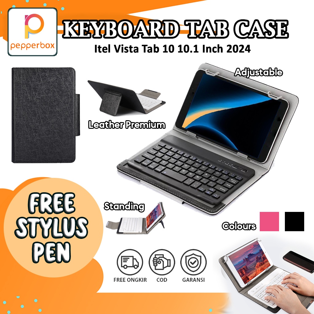 Jual Itel Vista Tab 10 10.1 Inch 2024 Keyboard + Case Leather Flipcase ...