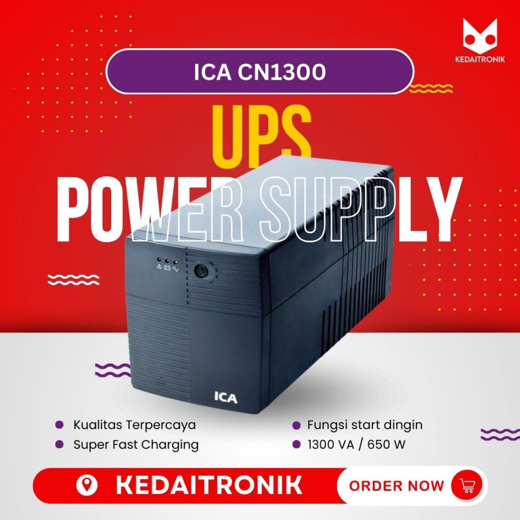 Jual UPS ICA CN1300 1300VA 650W Unit ICA CN 1300 Back up battery ...