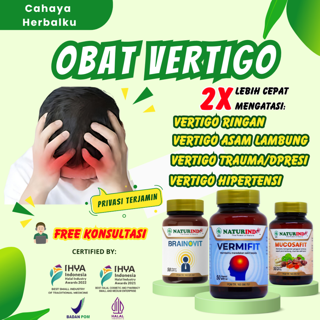 Jual Obat Vertigo Sakit Kepala Menahun Vermifit Naturindo | Shopee ...