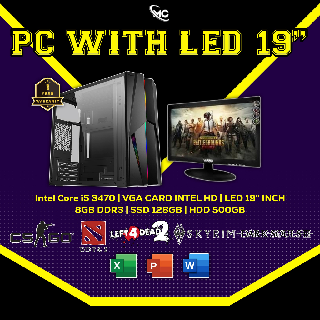 Jual PC RAKITAN LENGKAP CORE I5 LED 19INCH SSD 128GB HDD 500GB FREE FAN | Shopee Indonesia
