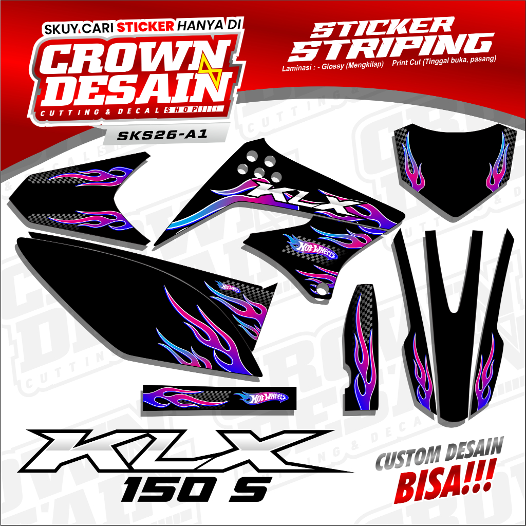 Jual Decal Striping Semifull KLX 150 S Old Motif Hotwheels Rainbow ...