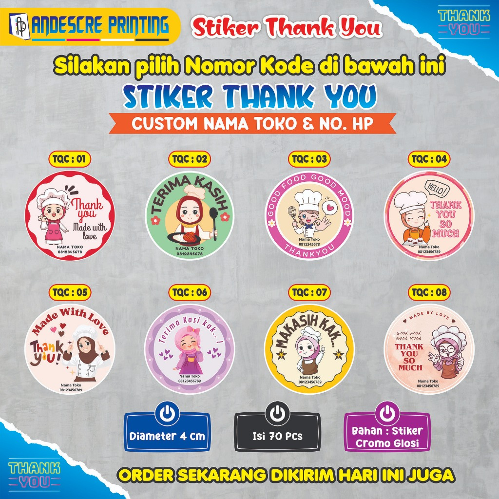 Jual Cetak Stiker Label Thank You/Ucapan Terima kasih/ Custom Label ...