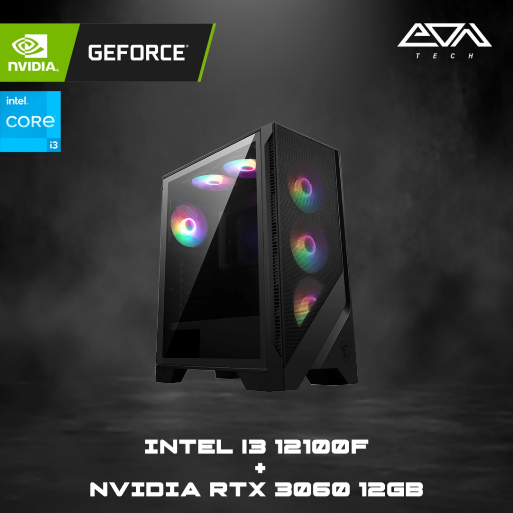 Jual PC Gaming Komputer Rakitan Gen12| Intel i3 12100F |RTX 3060 12GB |16GB |500GB |550W ...