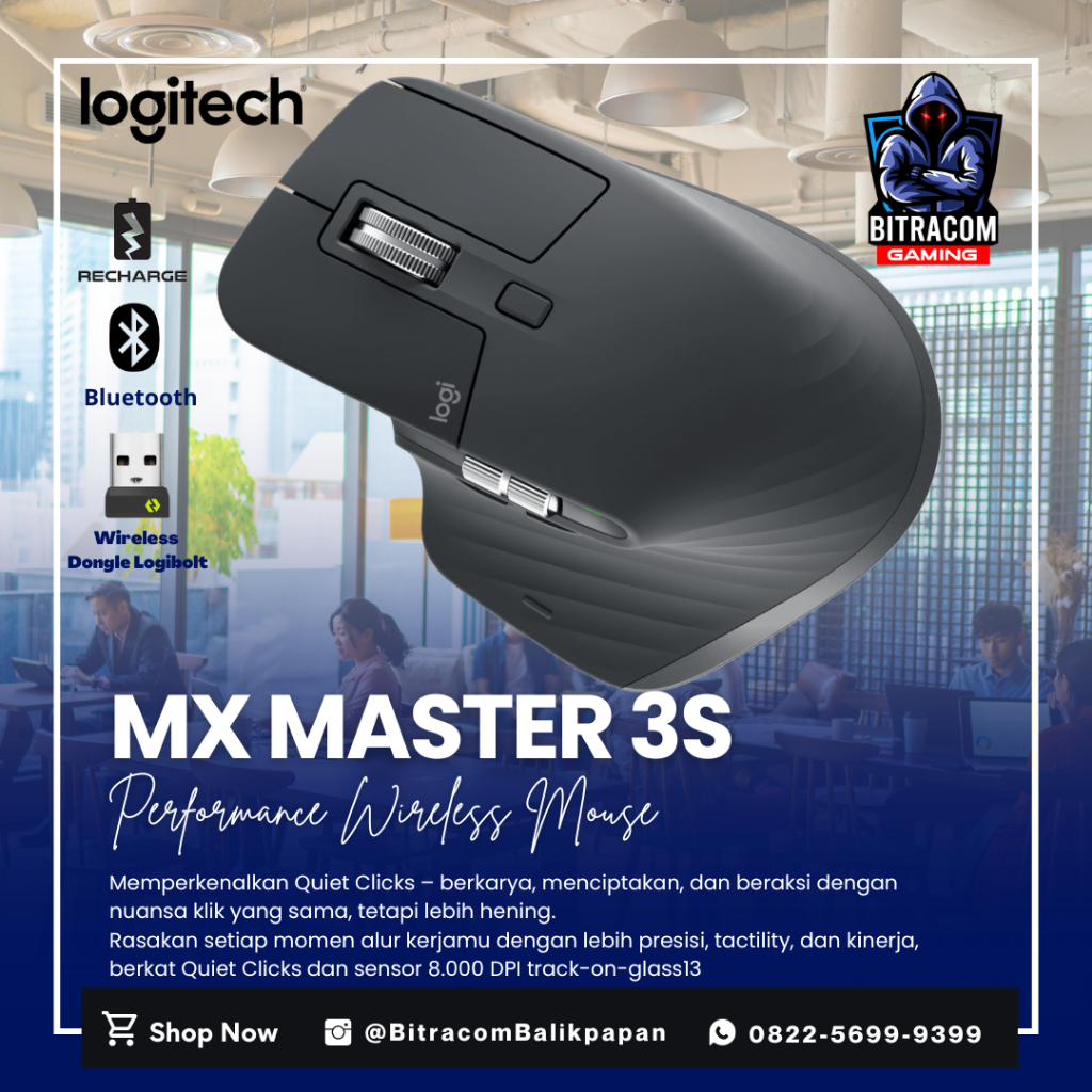 Jual Mouse Logitech - MX Master 3s Mouse Bluetooth or Wireless Mouse ...
