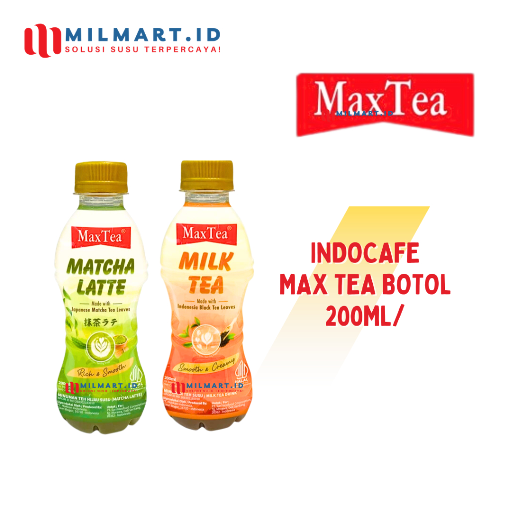 Jual INDOCAFE MAXTEA MILK TEA 200ML BOTOL MAX TEA MATCHA LATTE MINUMAN ...