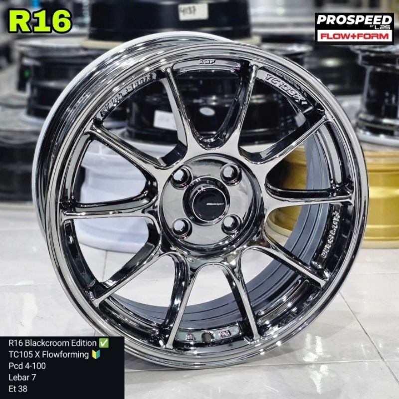 Jual velg racing brio wedssport tc105 X ring 16 lebar 7 black chrome untuk agya calya jazz yaris ...