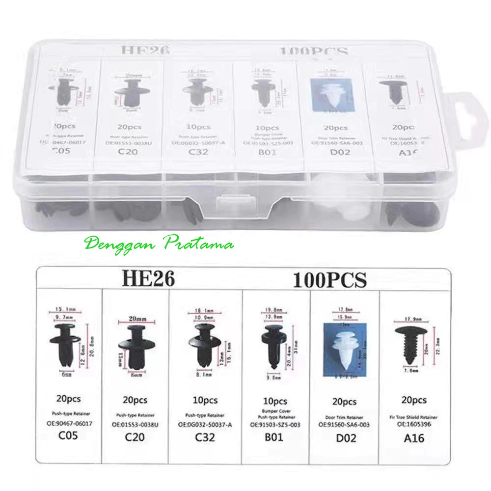 Jual Baut Rivet Mobil Universal 100 Pcs Klip Bumper Baut Body Plastik ...