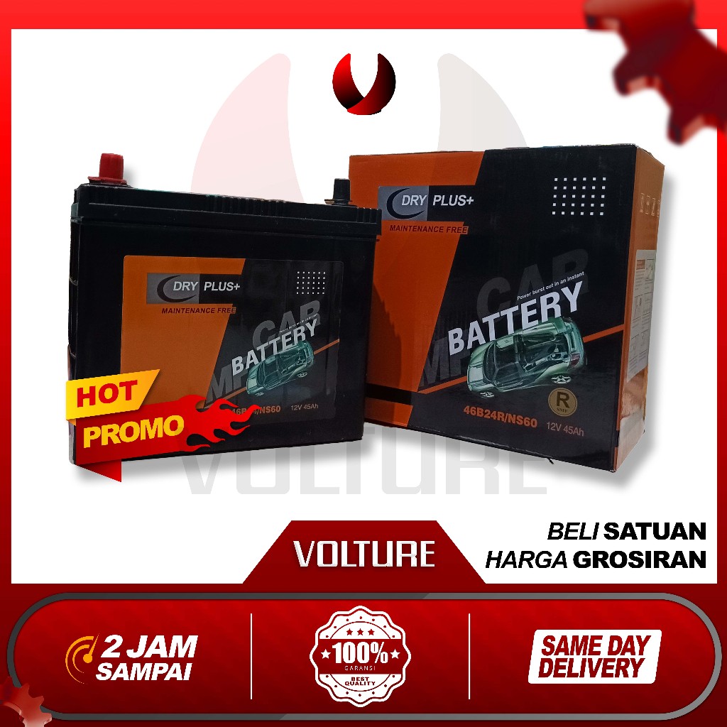 Jual Aki kering mobil ORIGINAL bergaransi DRYPLUS+ MF NS60 ( 46B24R ) 12v 45ah NX110-S6 untuk ...