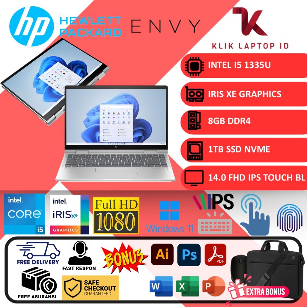 Jual Ultrabook HP ENVY X360 14 Intel Core i5 1335U 8GB 1TB SSD FHD IPS ...